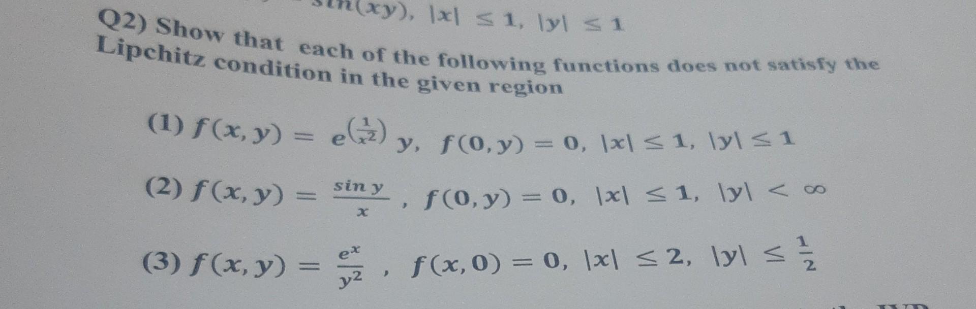 Q2) Show that each of the following functions does | Chegg.com