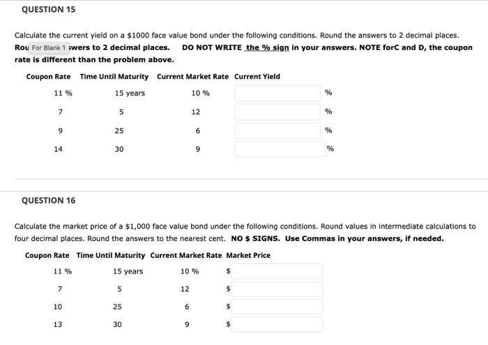 Solved Calculate the current yield on a $1000 face value | Chegg.com