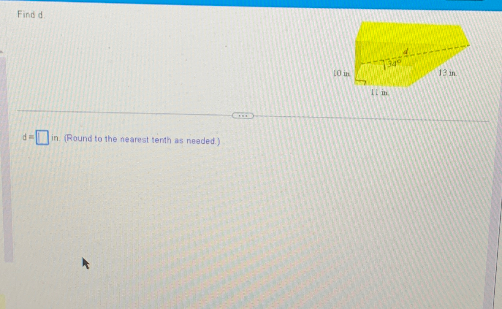 Solved Find d.d=in. (Round to the nearest tenth as needed.) | Chegg.com