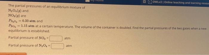 Solved The partial pressures of an equilibrium mixture of | Chegg.com