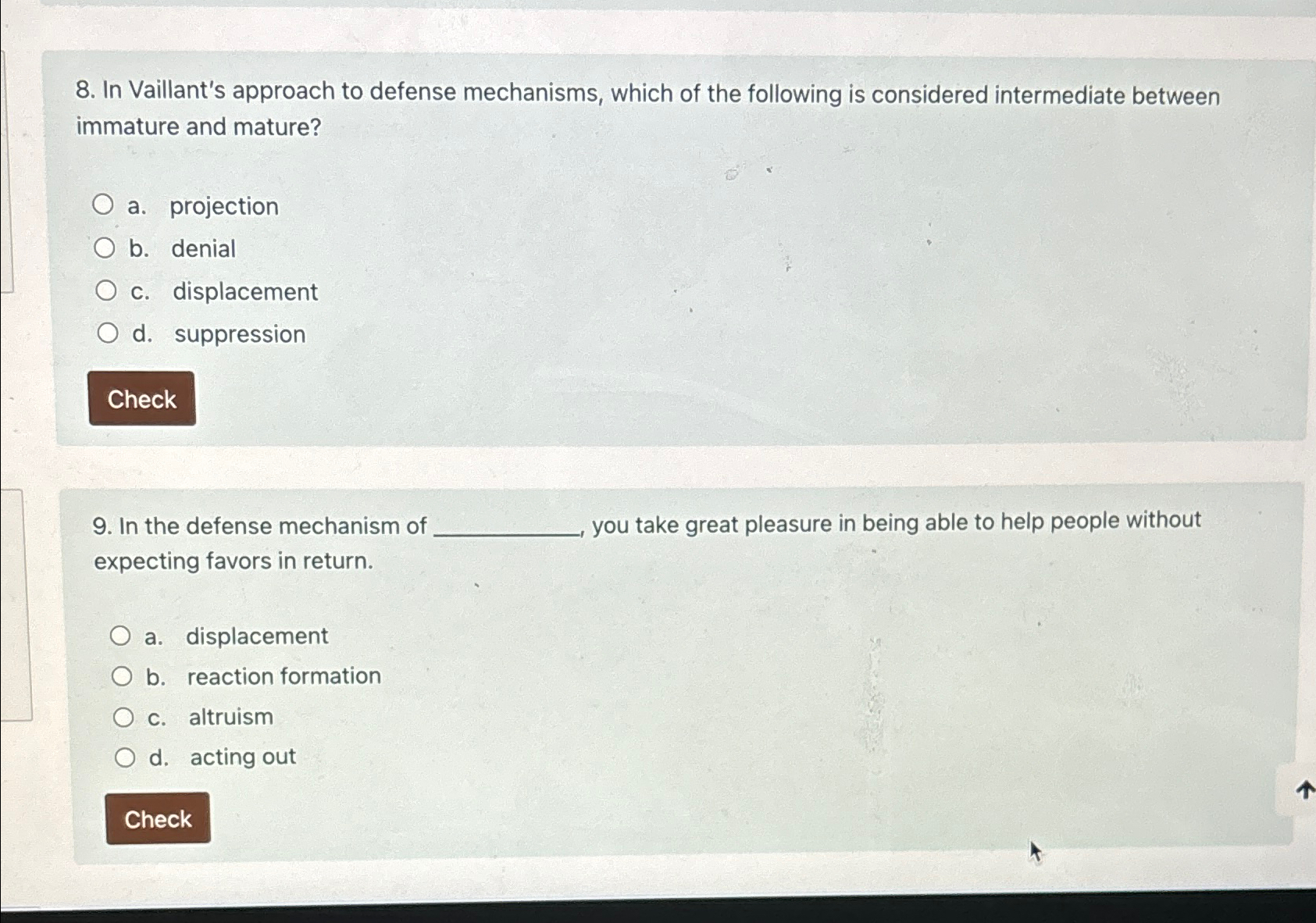 Solved In Vaillant's approach to defense mechanisms, which | Chegg.com