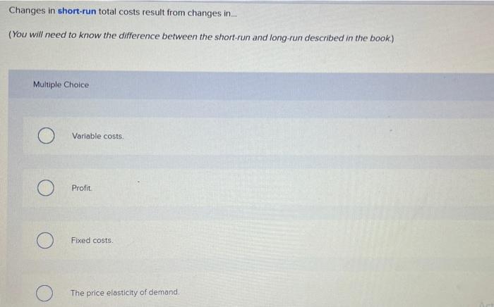 Solved Which of the following costs do not change when | Chegg.com