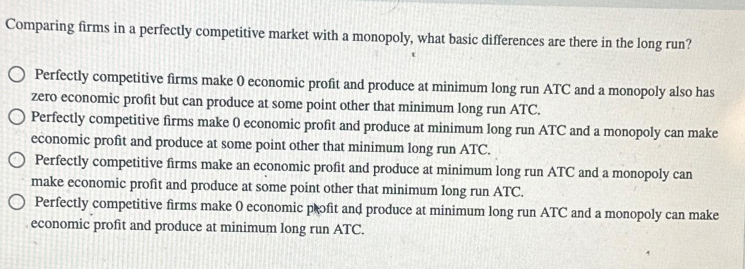 Solved Comparing firms in a perfectly competitive market | Chegg.com