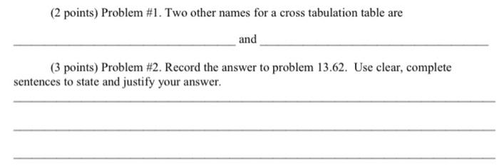 Solved (2 points) Problem #1. Two other names for a cross | Chegg.com