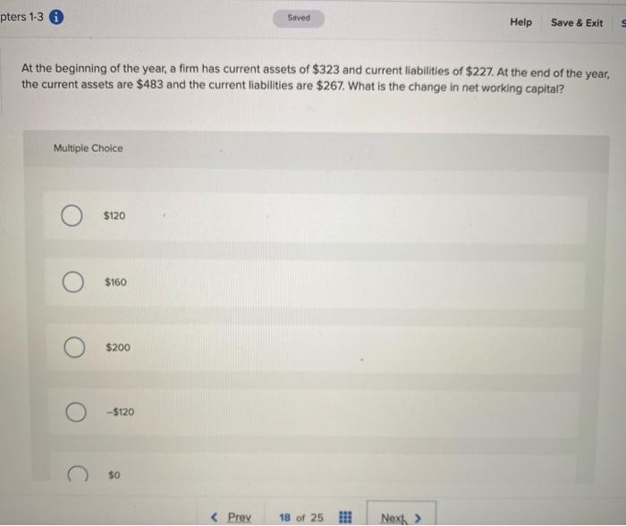 Solved pters 1-3 Saved Help Save & Exit At the beginning of | Chegg.com
