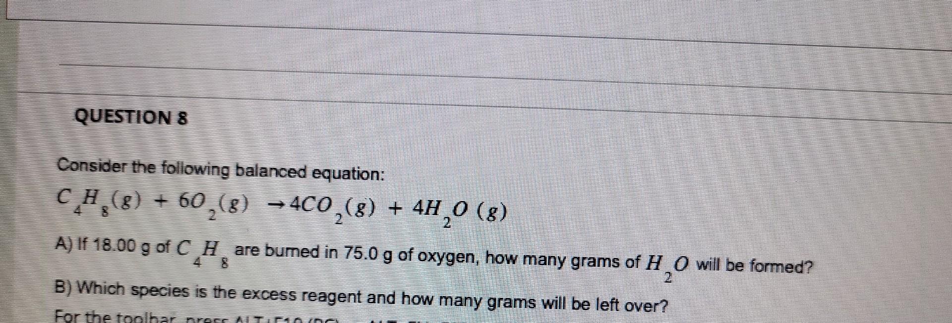 Solved Consider the following balanced equation: C4H8( | Chegg.com