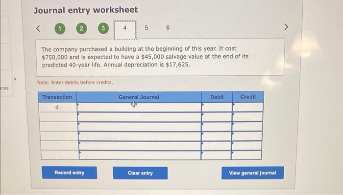 Solved Journal entry worksheet The company purchased a | Chegg.com