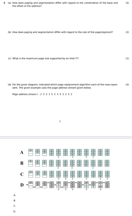 Solved 8. (a) How does paging and segmentation differ with | Chegg.com