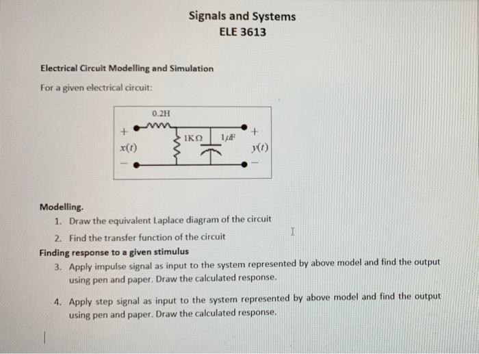 Solved Signals and Systems ELE 3613 Electrical Circuit | Chegg.com