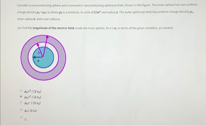 Solved Consider a nonconducting sphere and a concentric | Chegg.com