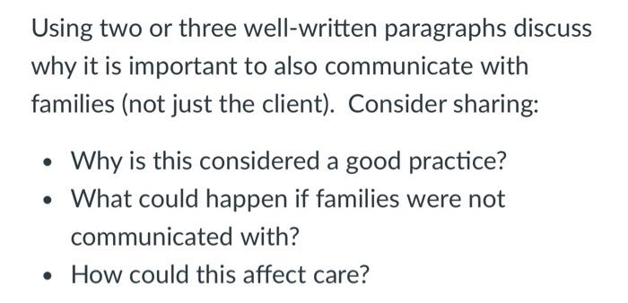 Solved Using two or three well-written paragraphs discuss | Chegg.com