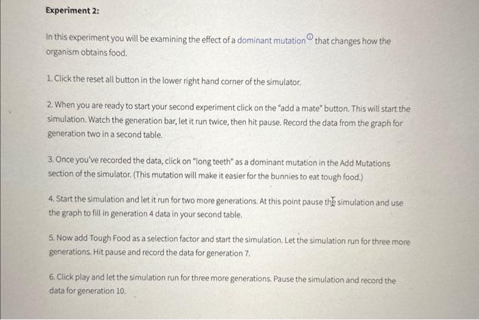 Solved 1. In this experiment you will be examining the | Chegg.com