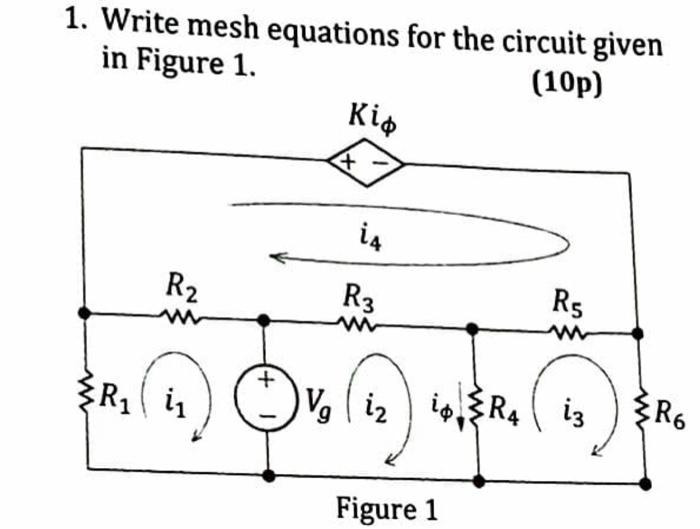 Solved 1. Write mesh equations for the circuit given in | Chegg.com