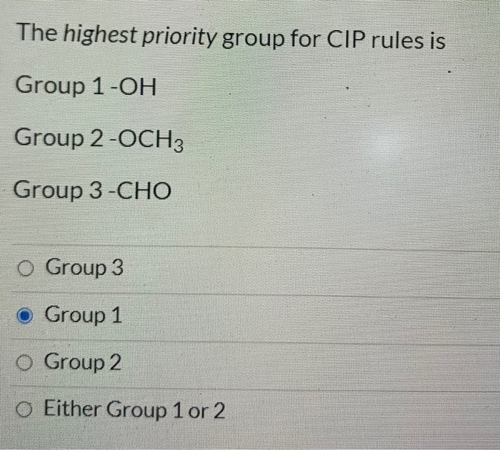 Solved The highest priority group for CIP rules group 1- | Chegg.com