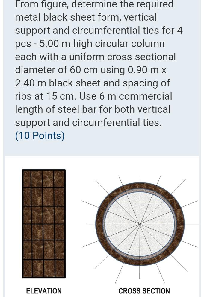 Solved From figure, determine the required metal black sheet | Chegg.com
