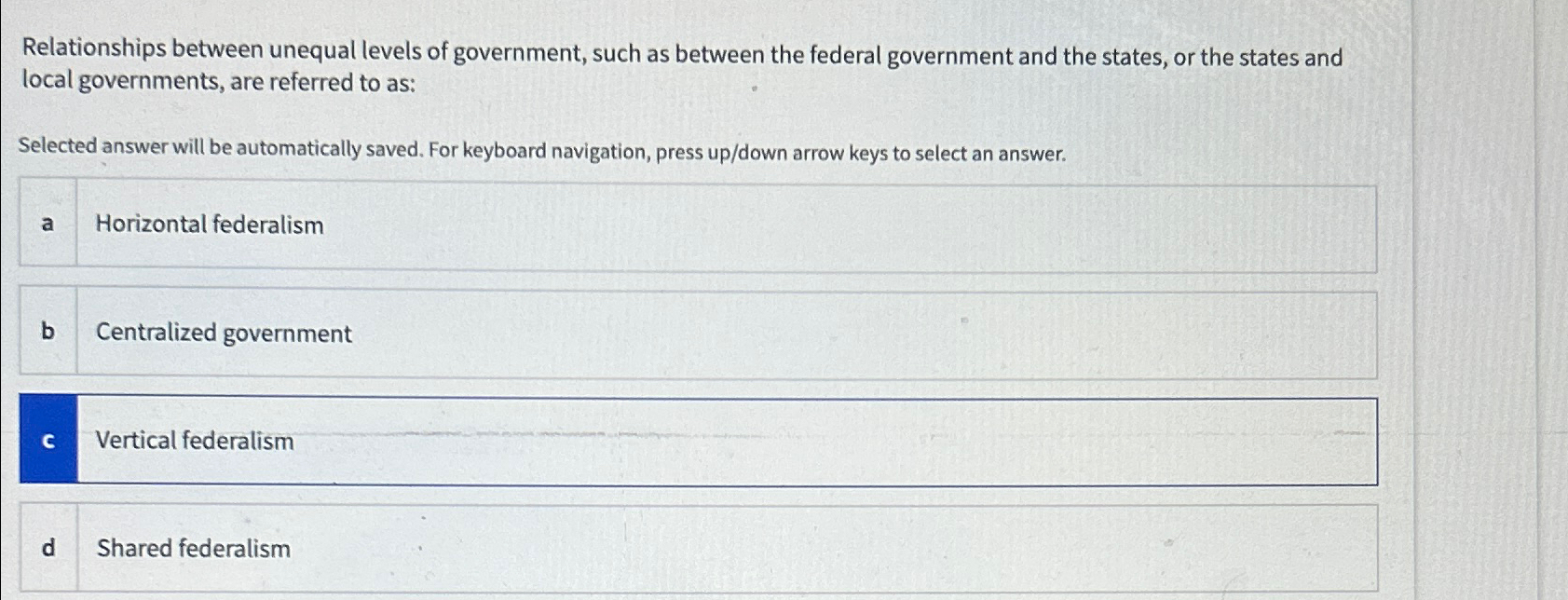 Solved Relationships between unequal levels of government, | Chegg.com