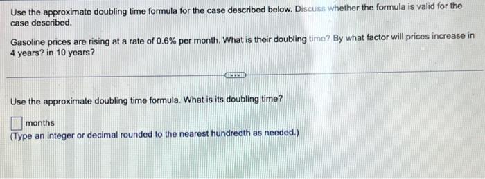 Solved Use the approximate doubling time formula for the | Chegg.com