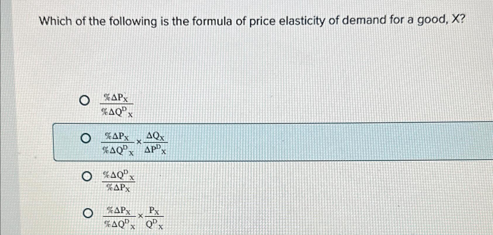Solved Which of the following is the formula of price | Chegg.com