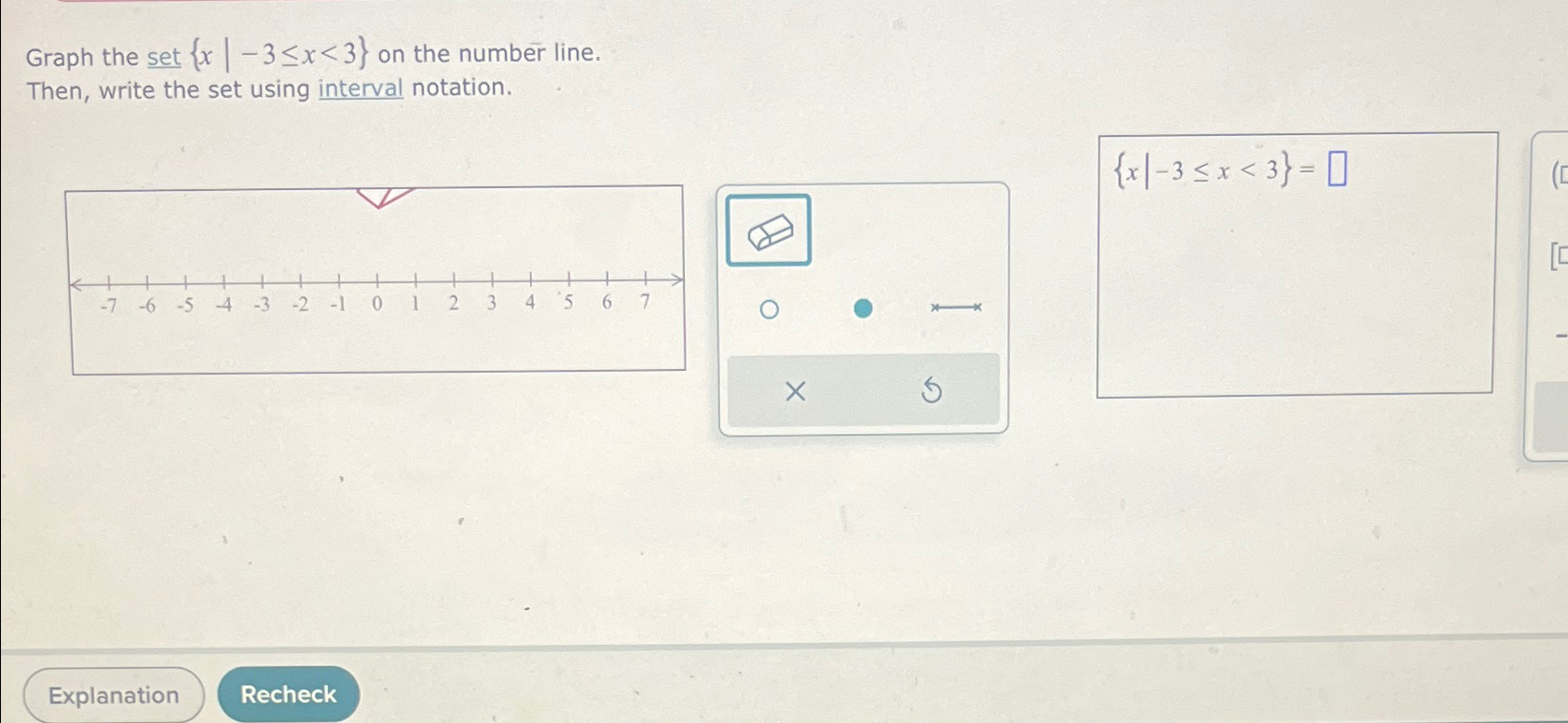 Solved Graph the set {x|-3≤x