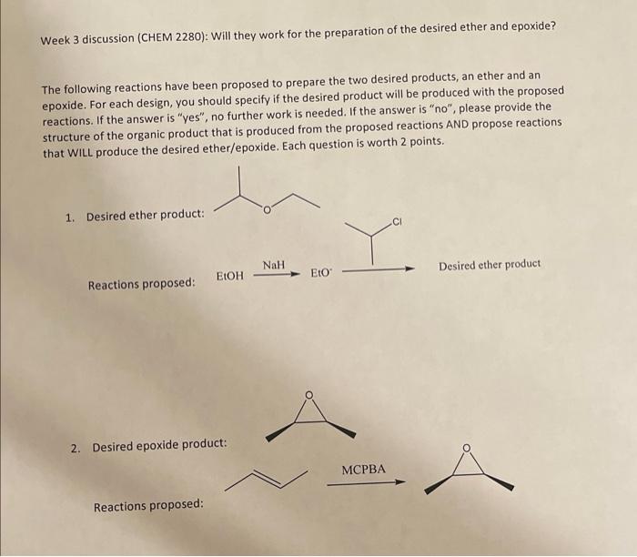 Solved The following reactions have been proposed to prepare | Chegg.com