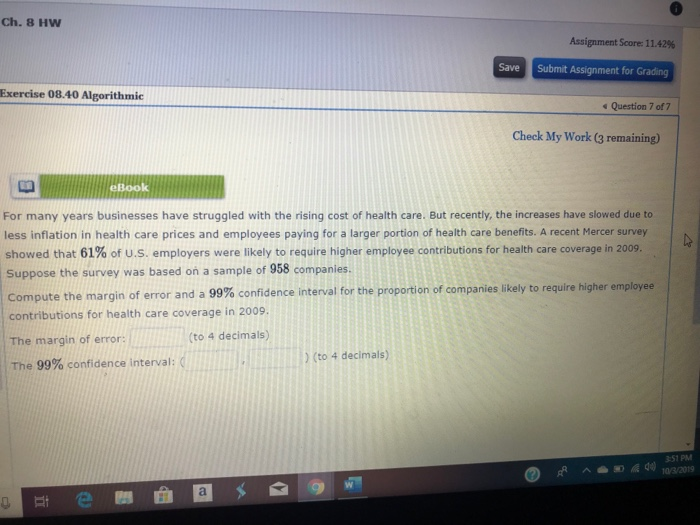 Solved Ch. 8 HW Assignment Score: 11.42 % Save Submit | Chegg.com