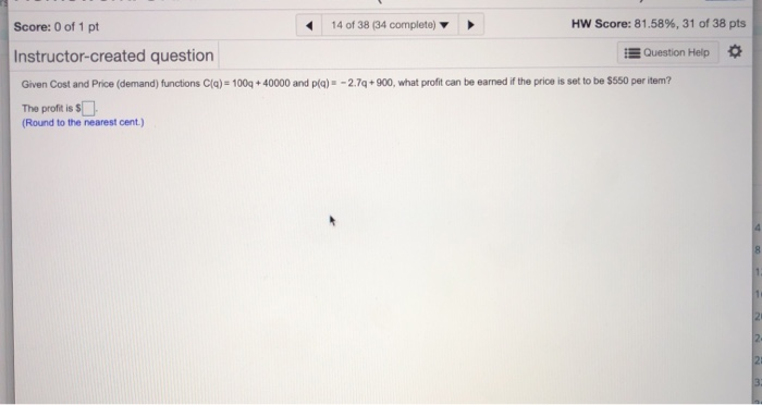 Solved Score: 0 of 1 pt 14 of 38 (34 complete) HW Score: | Chegg.com