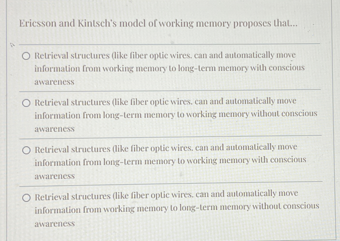 Solved Ericsson and Kintsch's model of working memory | Chegg.com