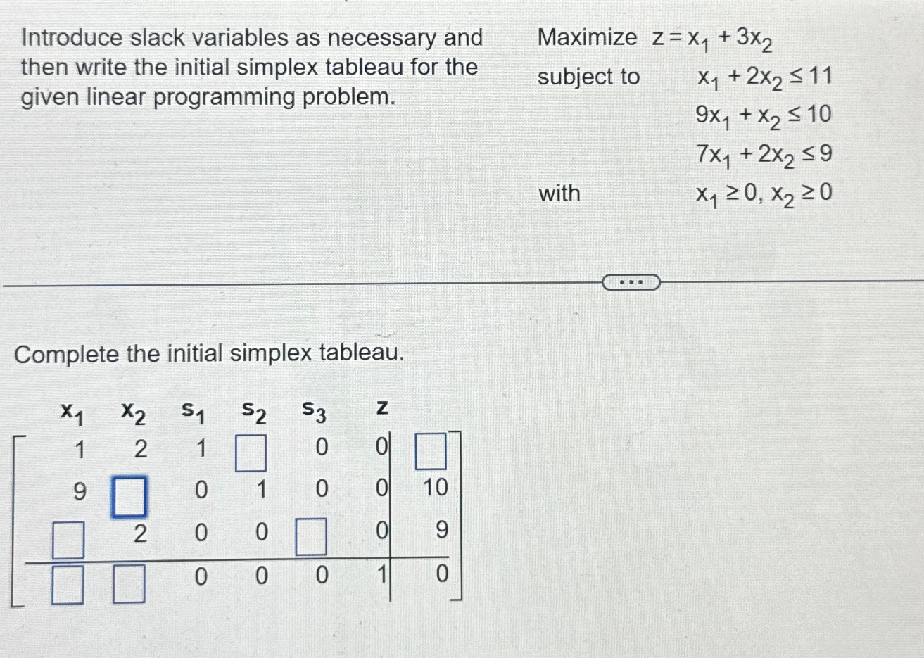 Solved Introduce slack variables as necessary and then write | Chegg.com