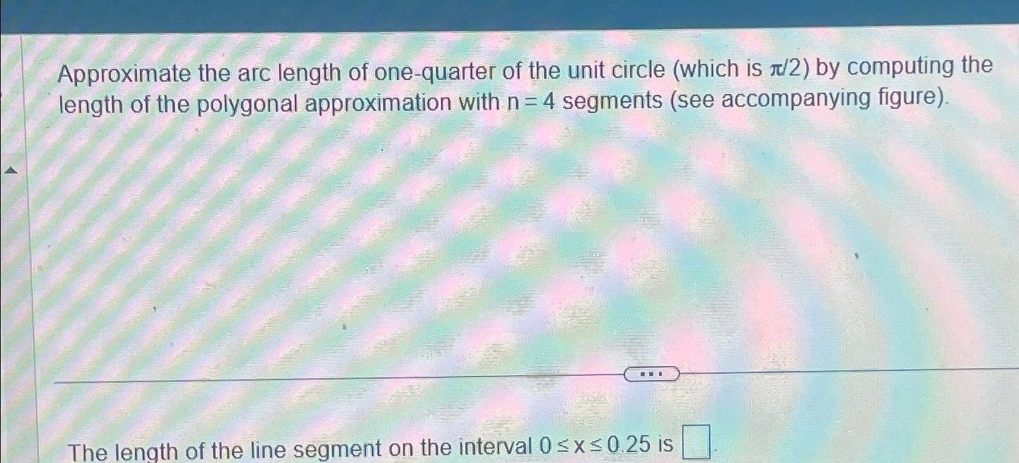 Solved Approximate the arc length of one-quarter of the unit | Chegg.com