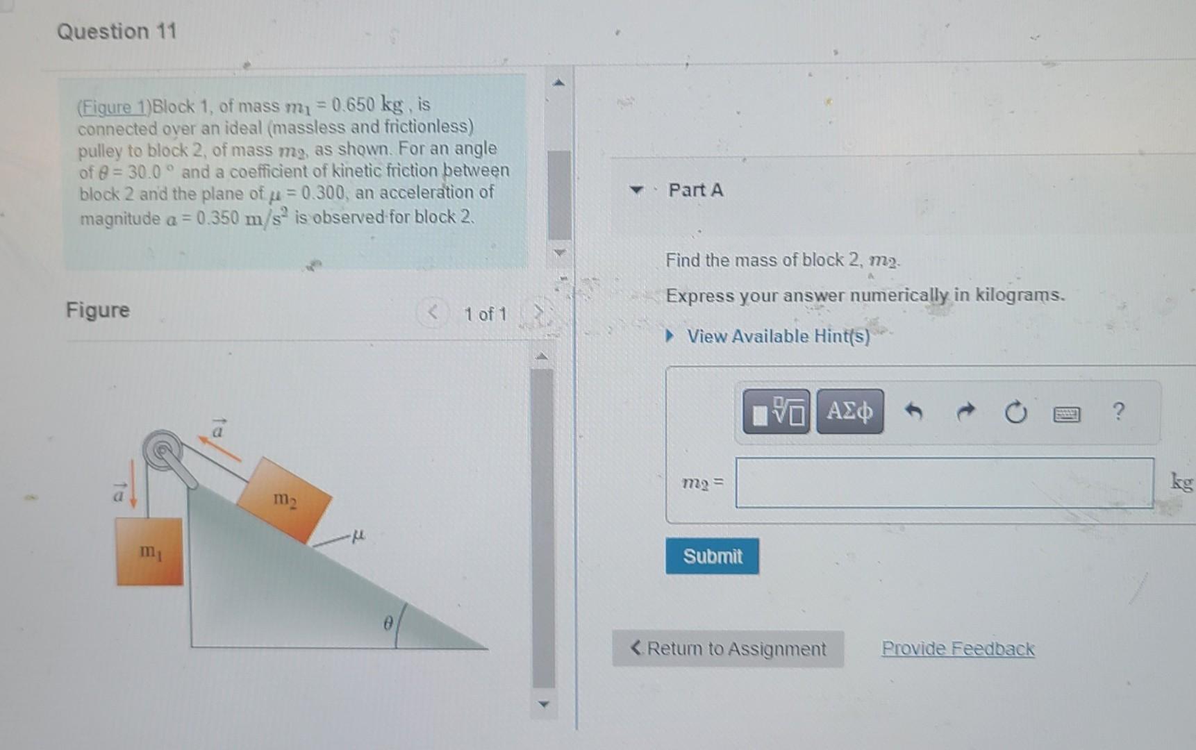 Solved (Figure 1) Block 1 , of mass m1=0.650 kg, is | Chegg.com