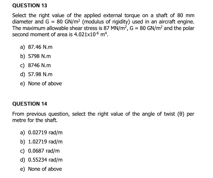 Solved QUESTION 13Select the right value of the applied | Chegg.com
