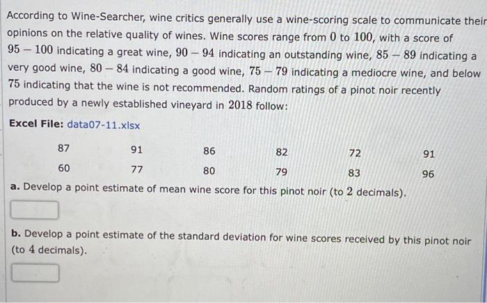 Solved According to Wine-Searcher, wine critics generally | Chegg.com