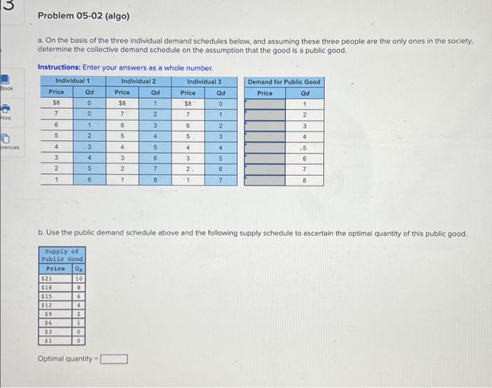 Solved Problem 05-02 (algo) a. On the basis of the three | Chegg.com