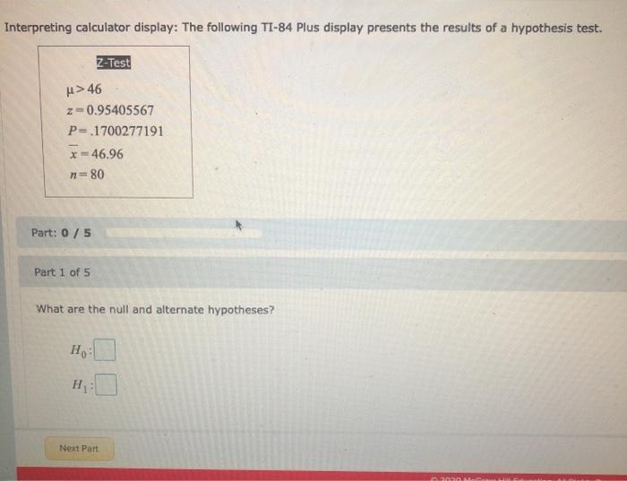 Solved Interpreting calculator display: The following TI-84 | Chegg.com