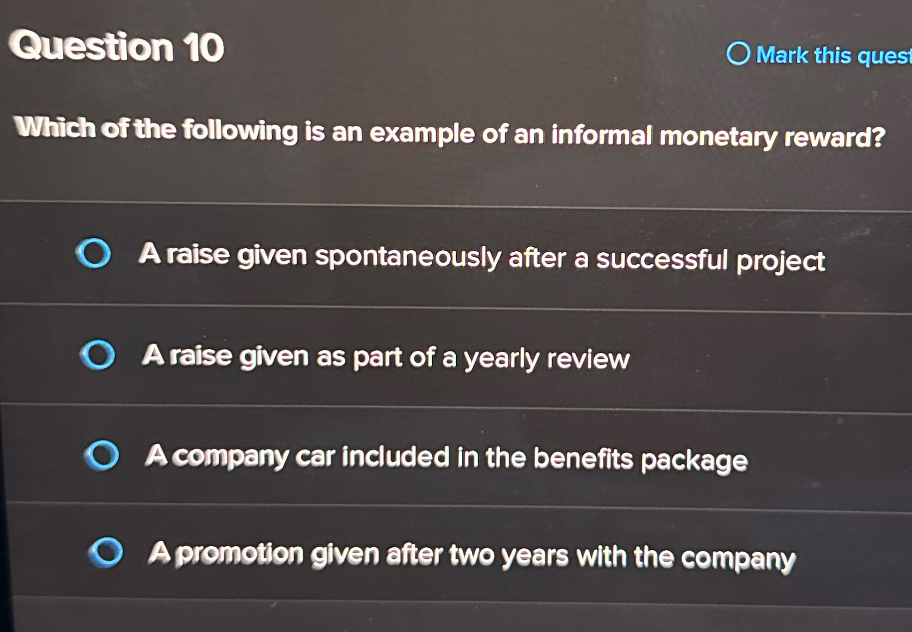 Solved Question 10Mark this quesWhich of the following is an | Chegg.com