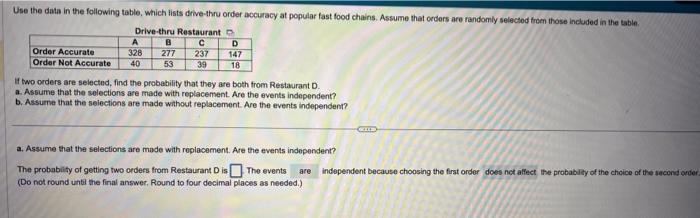 Solved If two orders are selected, find the probability that | Chegg.com