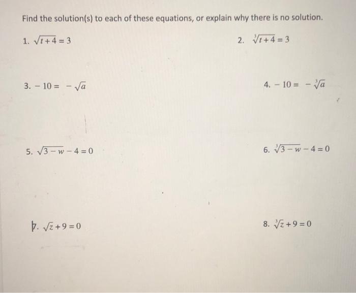 Solved Find the solution(s) to each of these equations, or | Chegg.com
