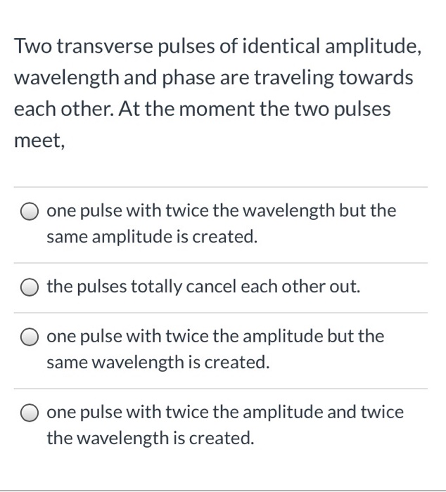 Solved Two transverse pulses of identical amplitude, | Chegg.com