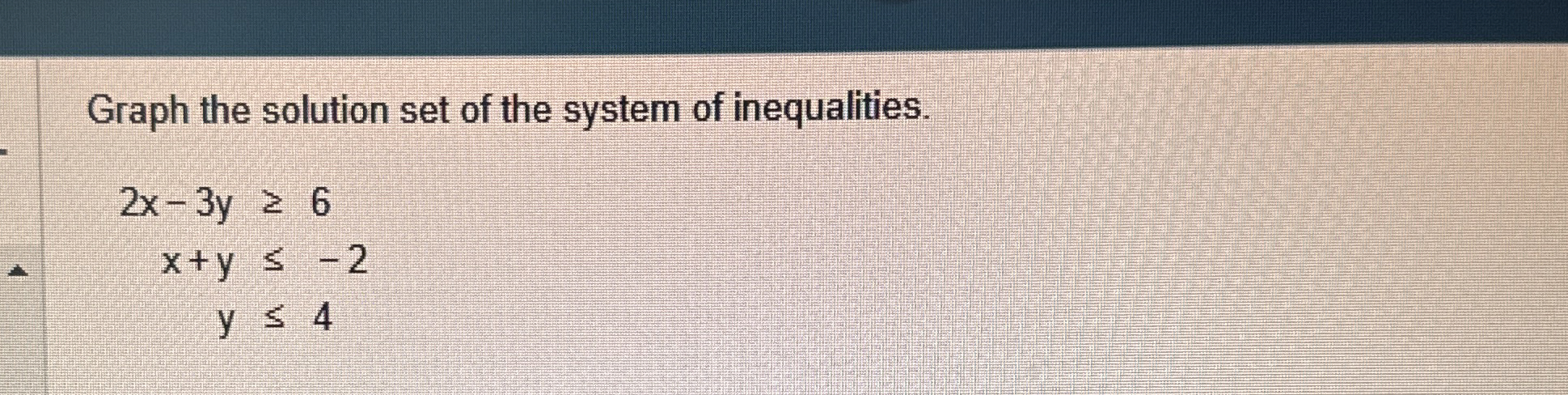 Solved Graph the solution set of the system of | Chegg.com