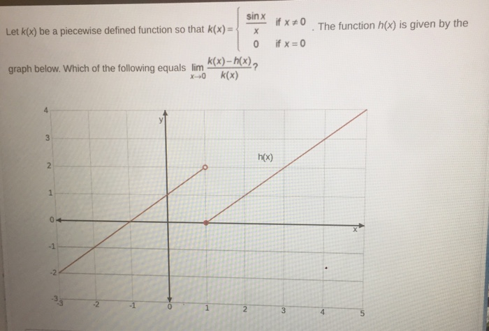 Solved if x=0 The function h(x) is given by the sinx Let | Chegg.com