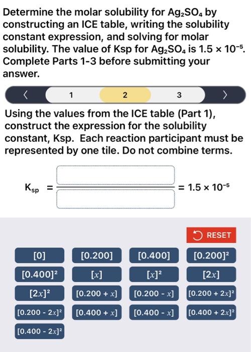 Solved Determine the molar solubility for Ag2SO4 by | Chegg.com