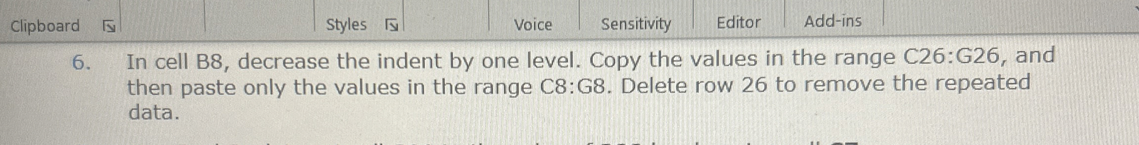 Solved In cell B8, ﻿decrease the indent by one level. Copy | Chegg.com