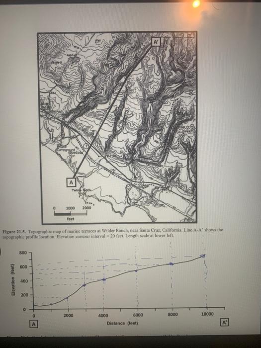 Solved Tan 1000 2000 feet Figure 21.5. Topographic map of | Chegg.com
