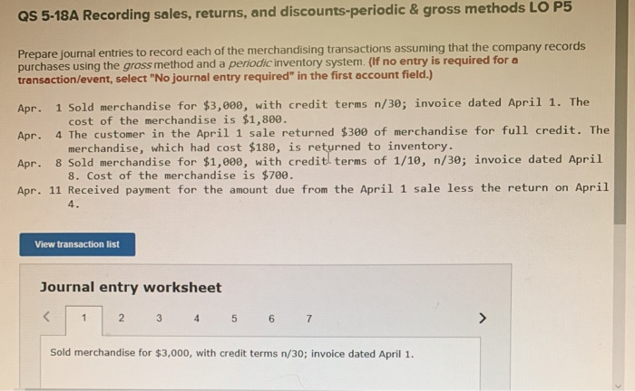 Solved QS 5-18A Recording sales, returns, and | Chegg.com
