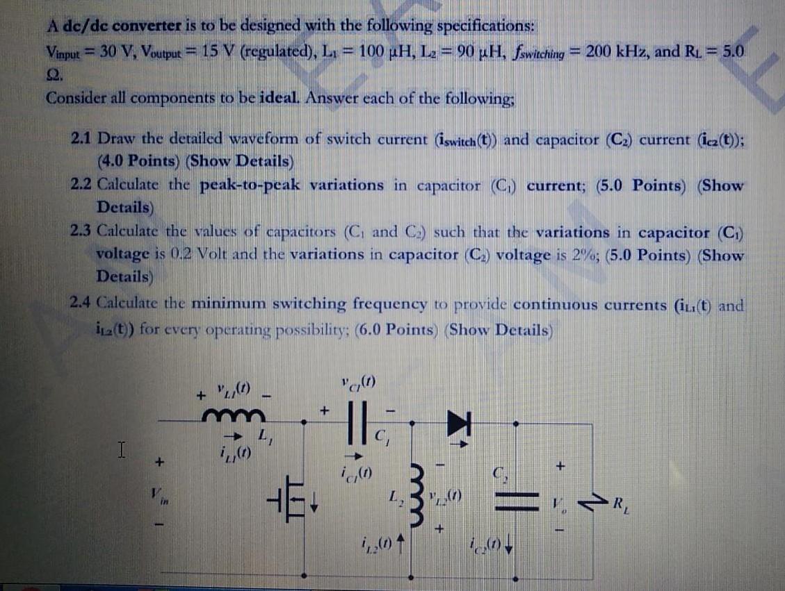 Solved A dc/dc converter is to be designed with the | Chegg.com