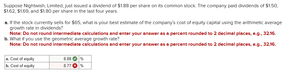 Solved Suppose Nightwish, Limited, just issued a dividend of | Chegg.com
