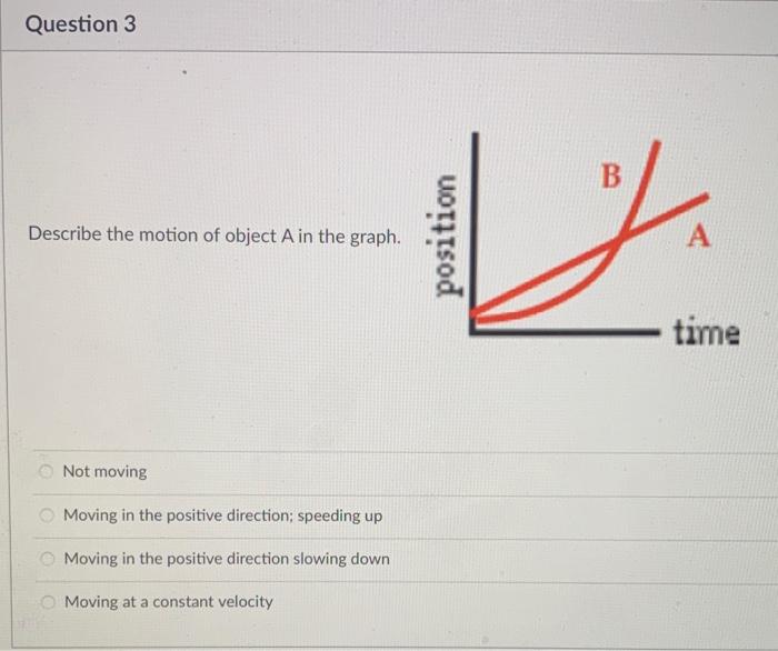 Solved Describe the motion of Object A in the graph. Moving | Chegg.com