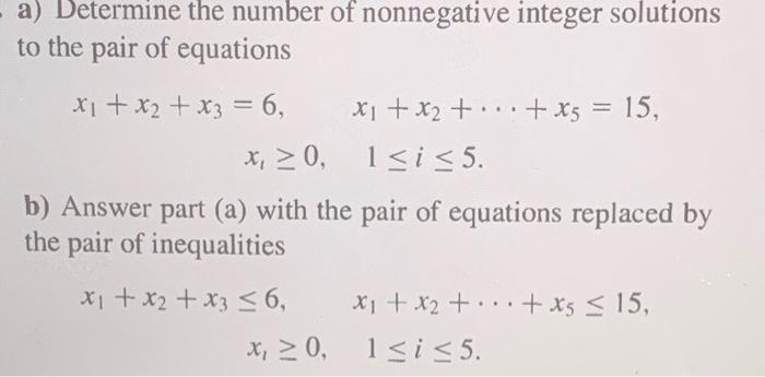 Solved Determine the number of nonnegative integer solutions | Chegg.com