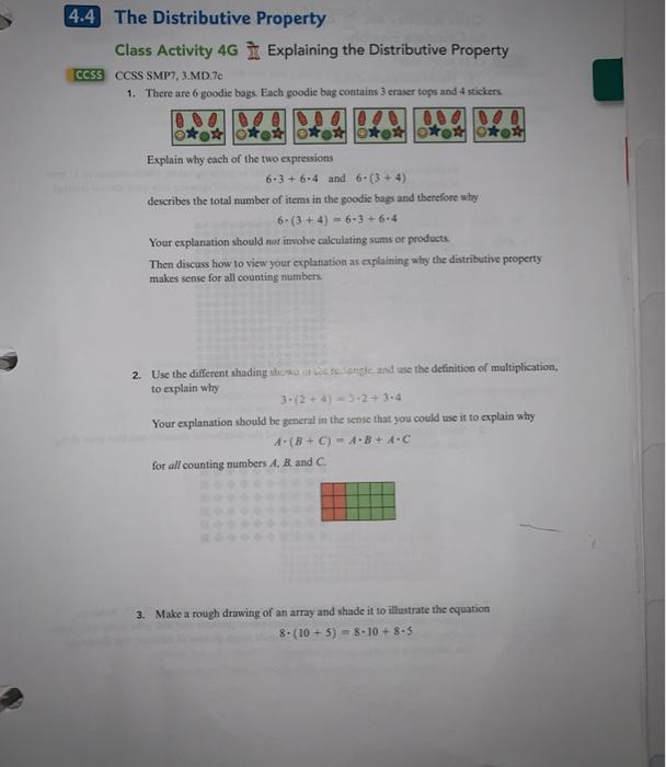 Solved 4.4 The Distributive Property Class Activity 4G ) | Chegg.com