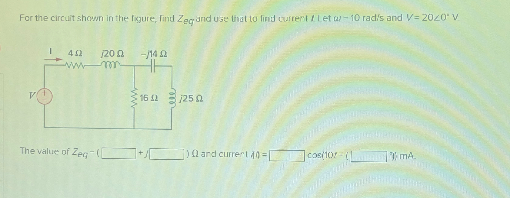 Solved For the circuit shown in the figure, find Zeq ﻿and | Chegg.com
